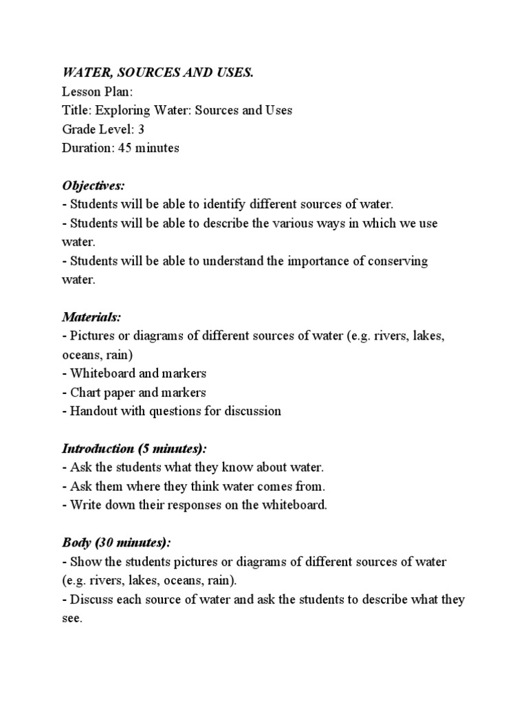 Water, Sources and Uses | PDF | Water | Water Conservation
