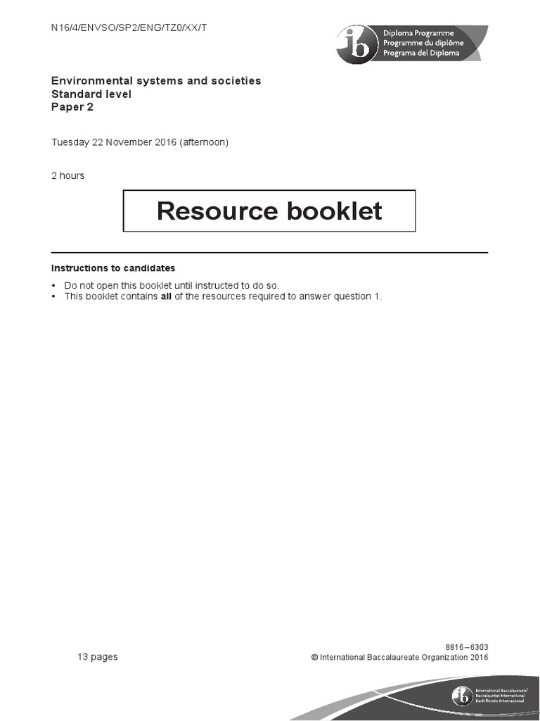 Resource Booklet - Nov 2016 SL Paper 2 | PDF | Physical Geography | Earth Sciences