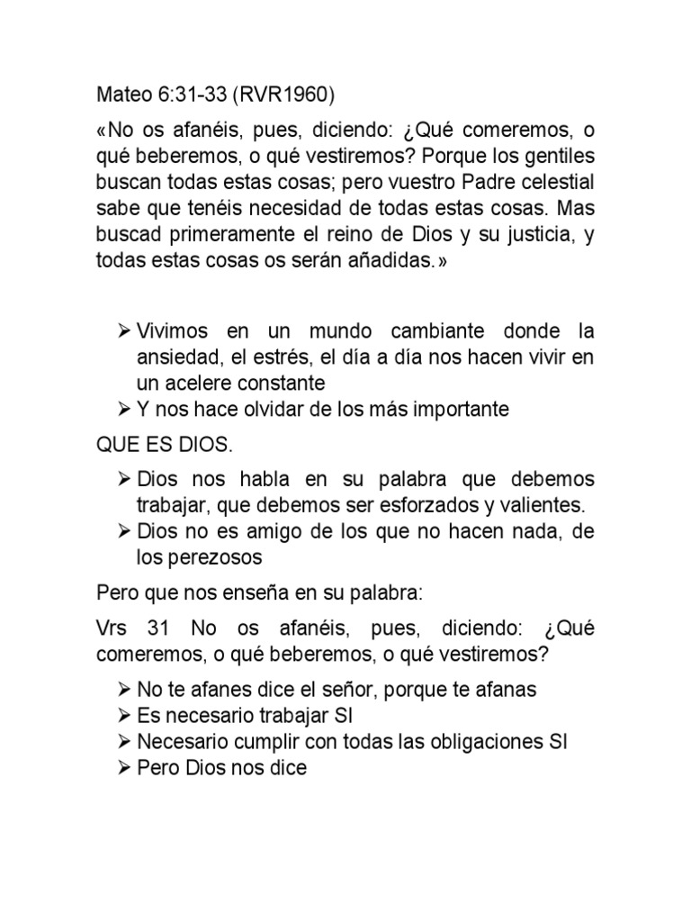 Buscar el Reino de Dios Primero | PDF | Dios