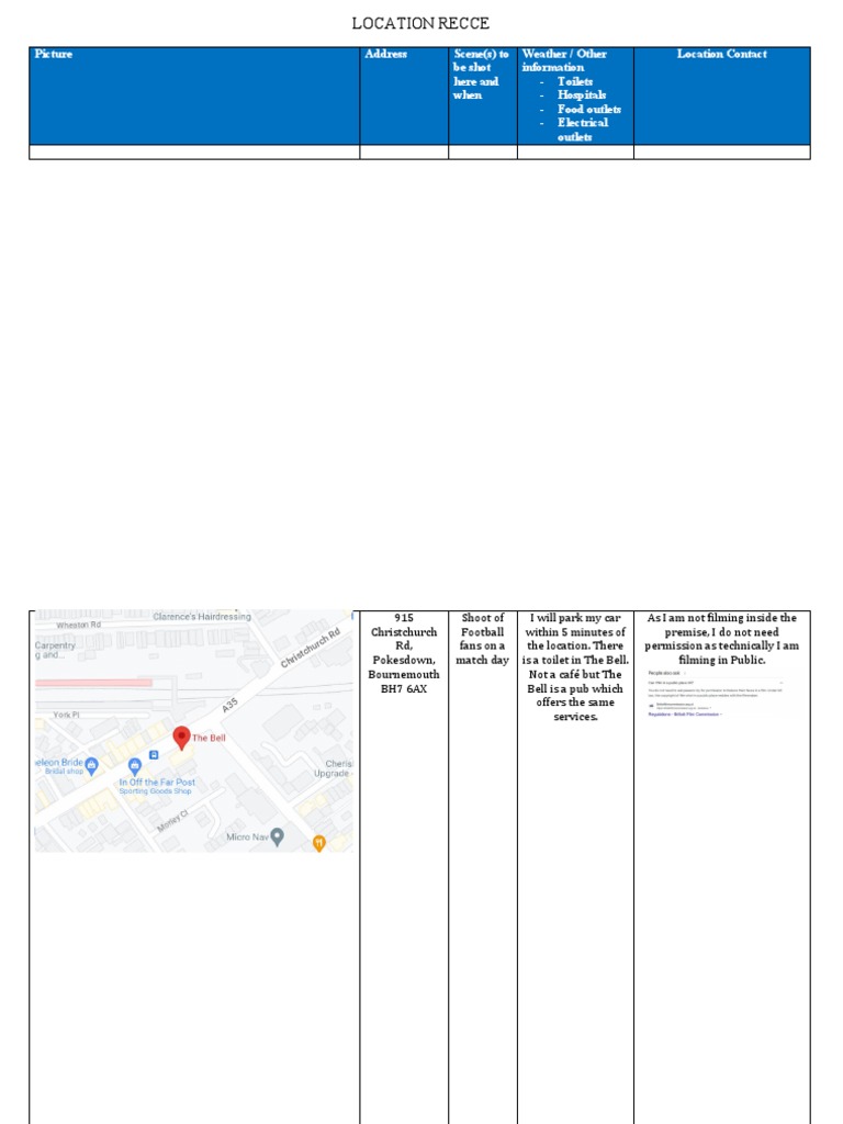 location recce pro-forma | PDF