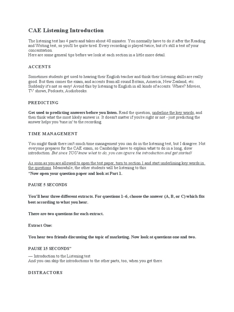 CAE Listening | PDF | Question | Cognition
