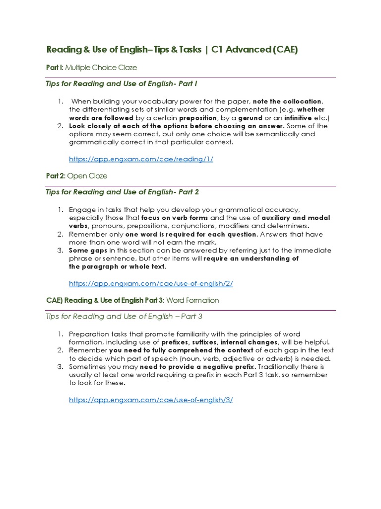 Reading CAE | PDF | English Language | Verb