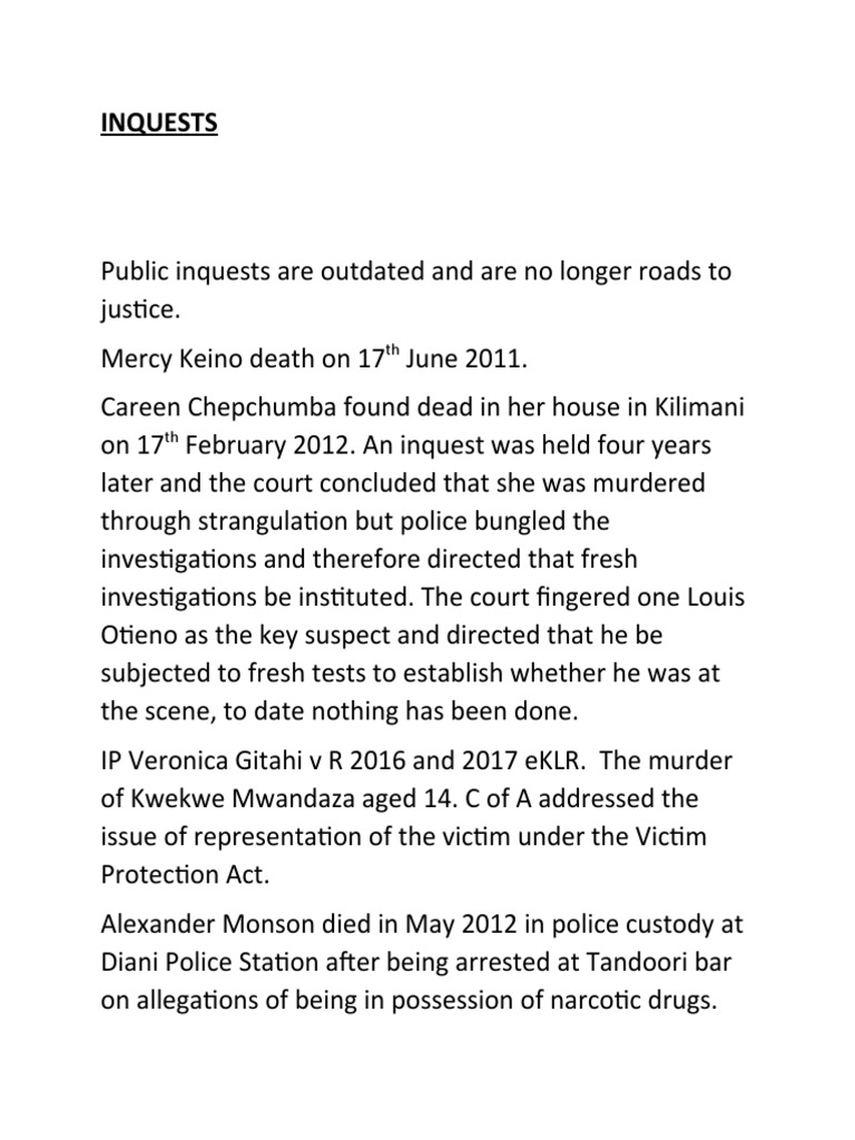 INQUESTS Notes | Download Free PDF | Coroner | Prosecutor