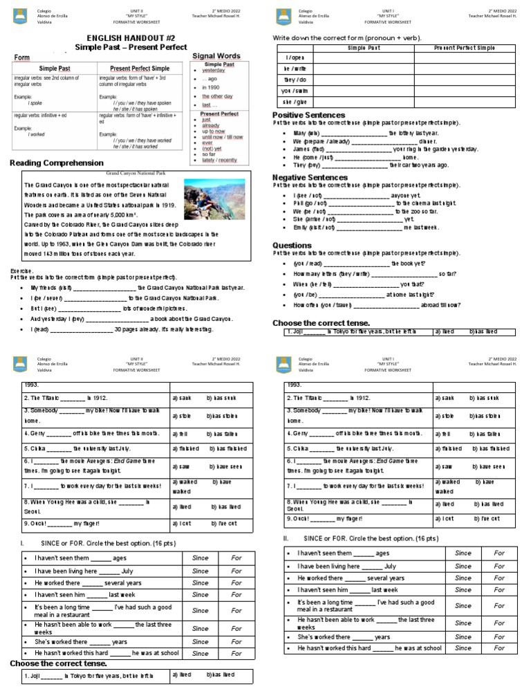 2° FORMATIVE WORKSHEET - Unit II - My Style | PDF | Syntax | Languages