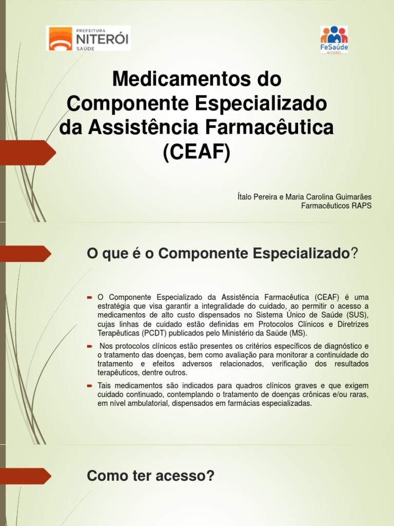 Medicamentos Do Componente Especializado Da Assistência Farmacêutica ...