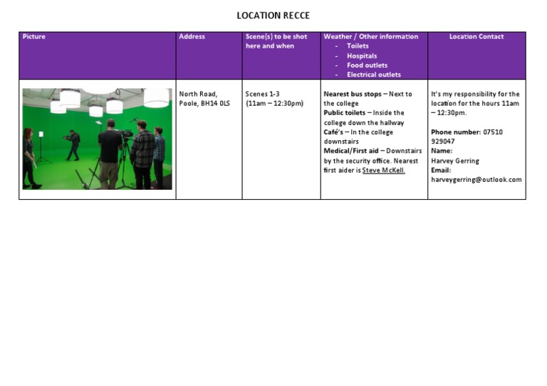 Location Recce Pro Forma | PDF