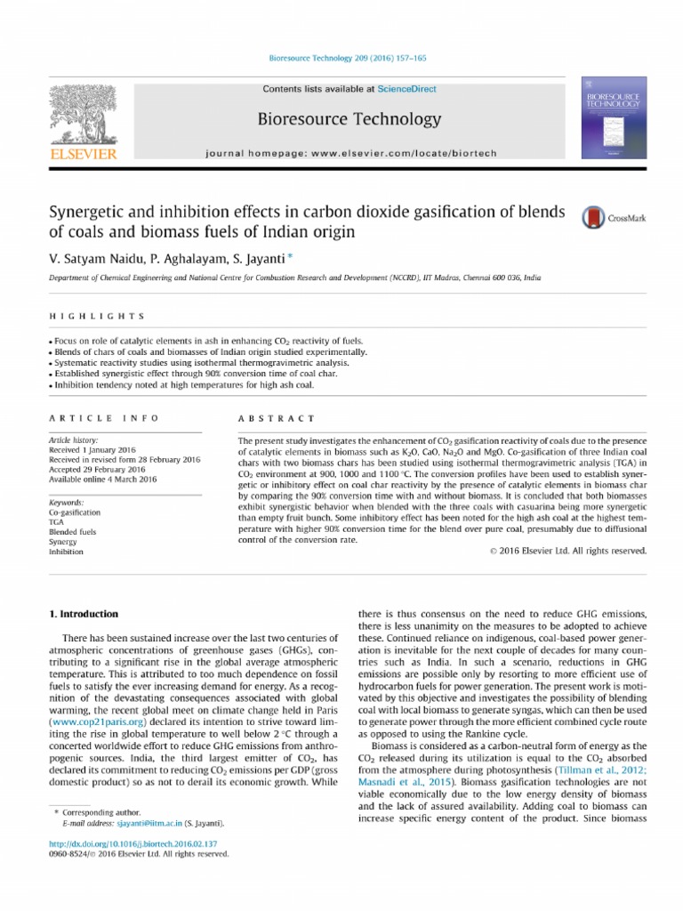 Synergetic and Inhibition Effects in Carbon Dioxide Gasification of ...