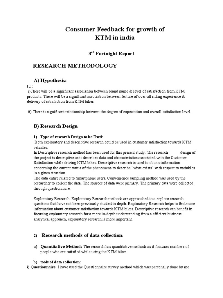 KTM in india research methodology | PDF | Customer Satisfaction ...
