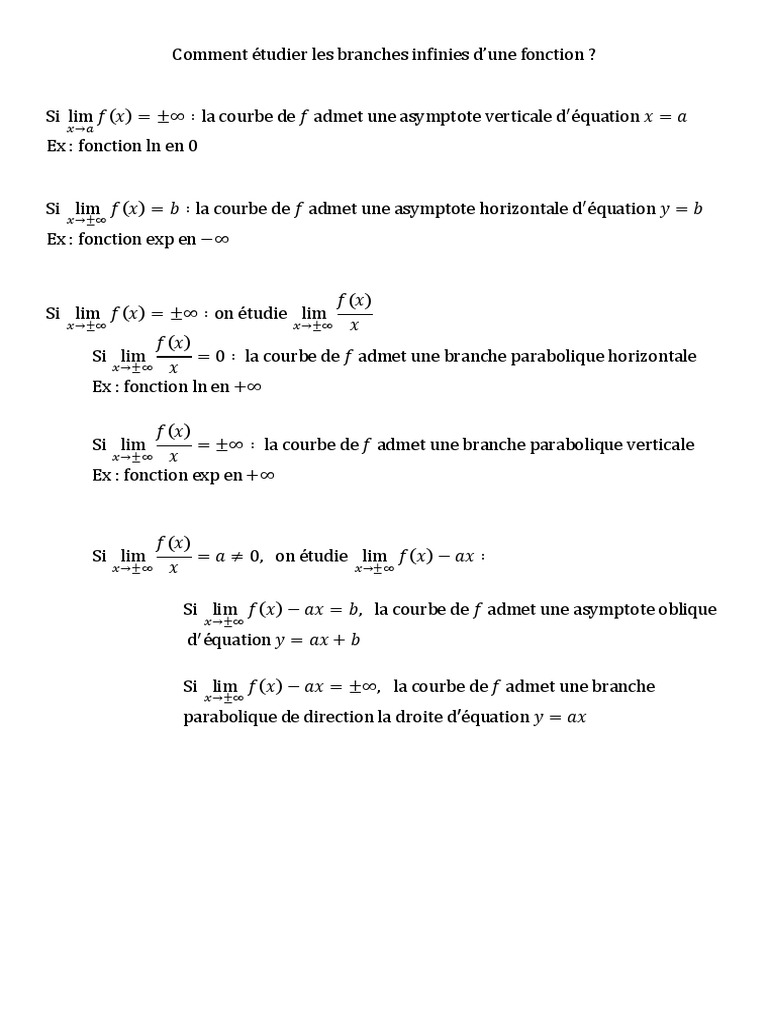 Etude Des Branches Infinies | PDF