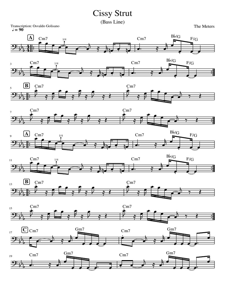 The Meters - Cissy Strut Bass Line | PDF