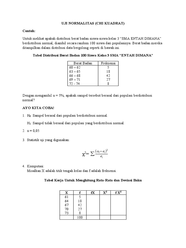 Uji Normalitas CHI KUADRAT | PDF