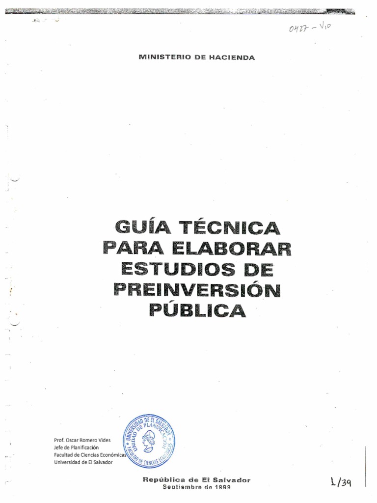 Guía Técnica para Elaborar Estudios de Preinversión Pública | PDF