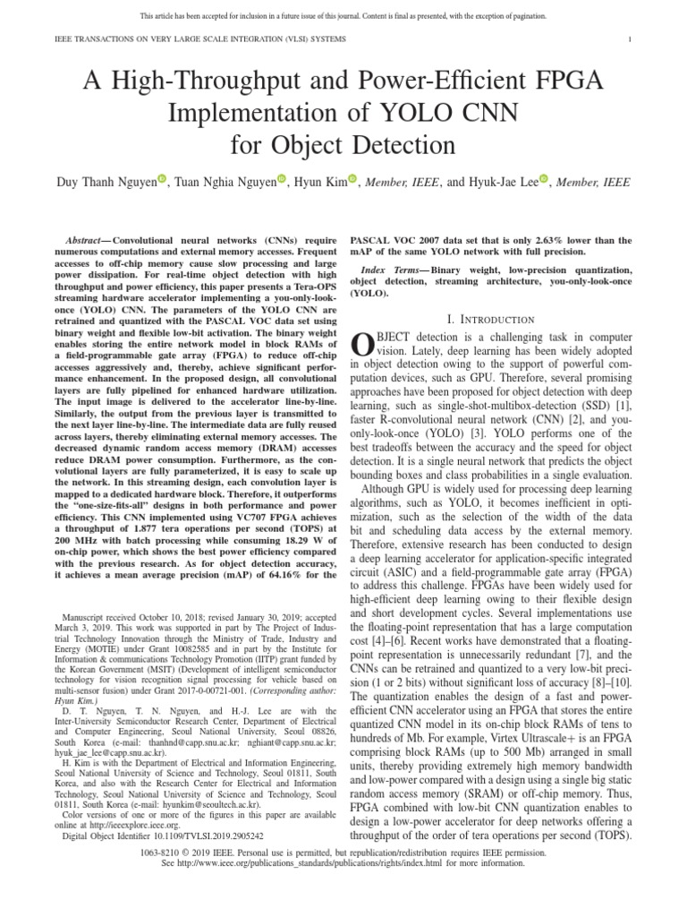 A High-Throughput and Power-Efficient FPGA Implementation of Yolo CNN For Object Detection | PDF ...