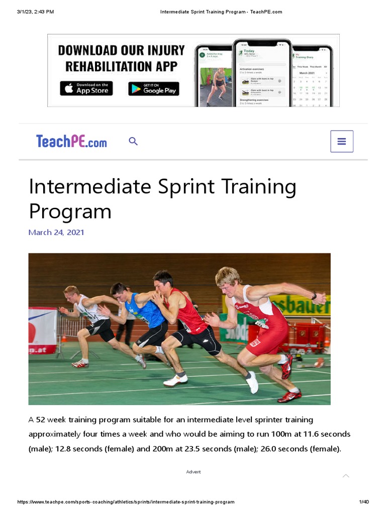 Intermediate Sprint Training Program | PDF | Management Of Obesity ...