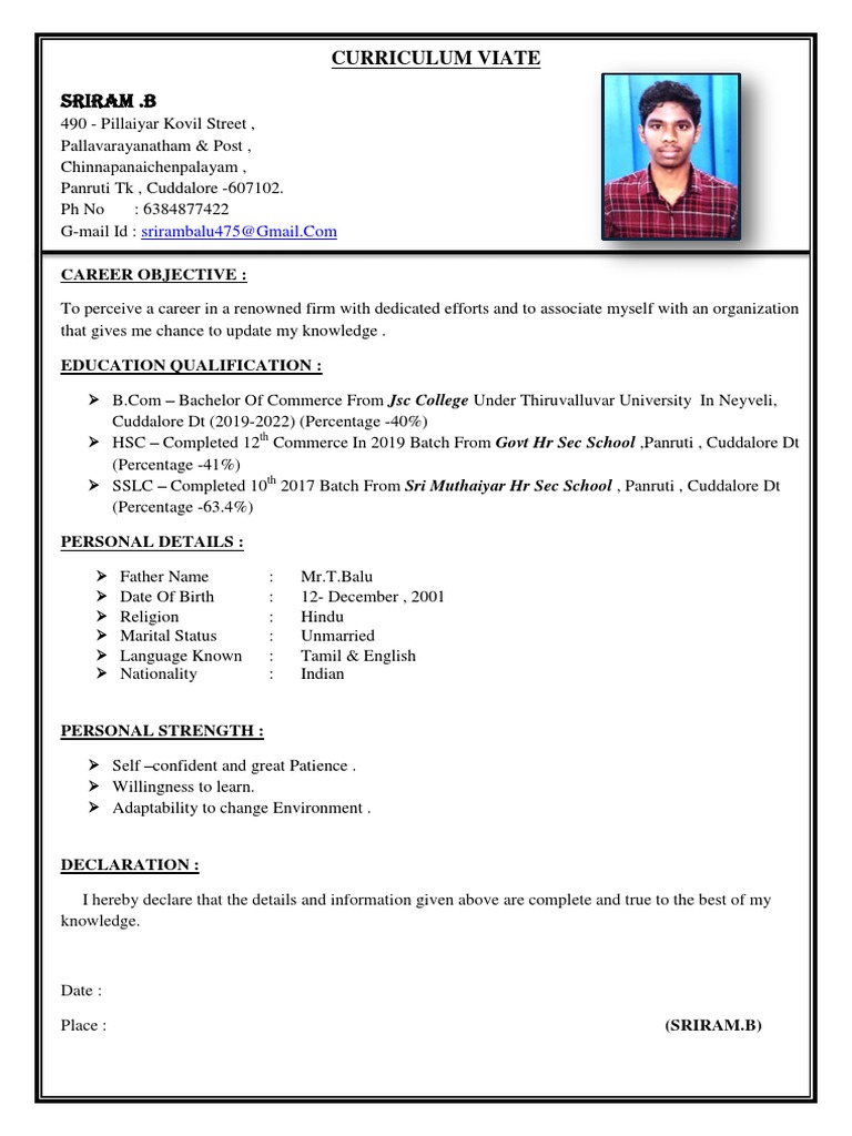 sriram resume | PDF