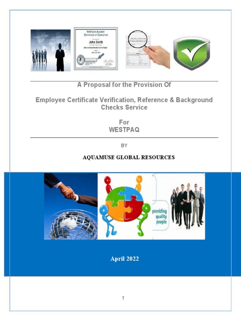 Background Check Proposal | PDF | Verification And Validation | Employment