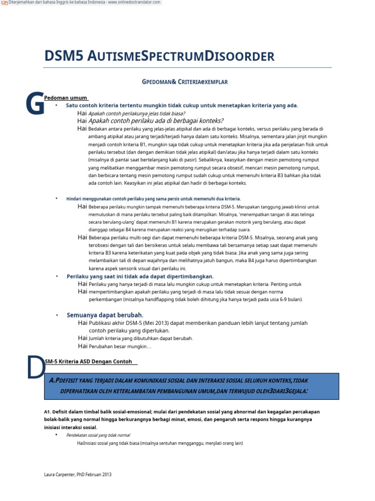 DSM-5 (ASD Guidelines) Feb2013 en Id | PDF