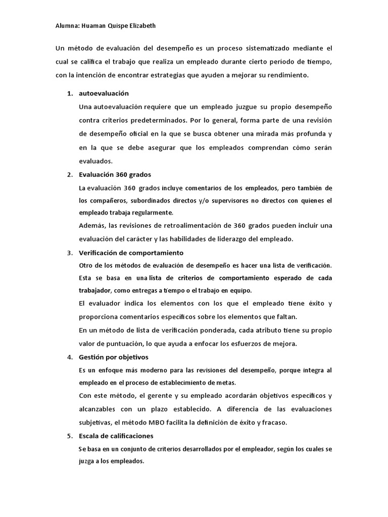 Metodos de Evaluacion de Desempeño | PDF | Evaluación | Evaluación de ... Metodos de Evaluacion de Desempeño | PDF | Evaluación | Evaluación de ...
