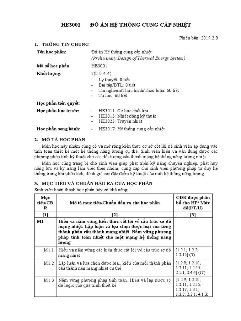 HE 3001 - de Cuong Mon Do An He Thong Cung Cap Nhiet (02-12-2019) | PDF