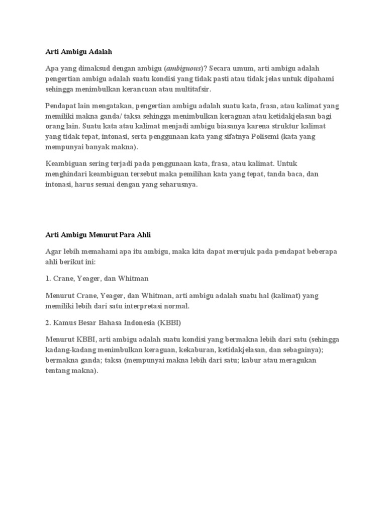 Arti Ambigu Adalah | PDF