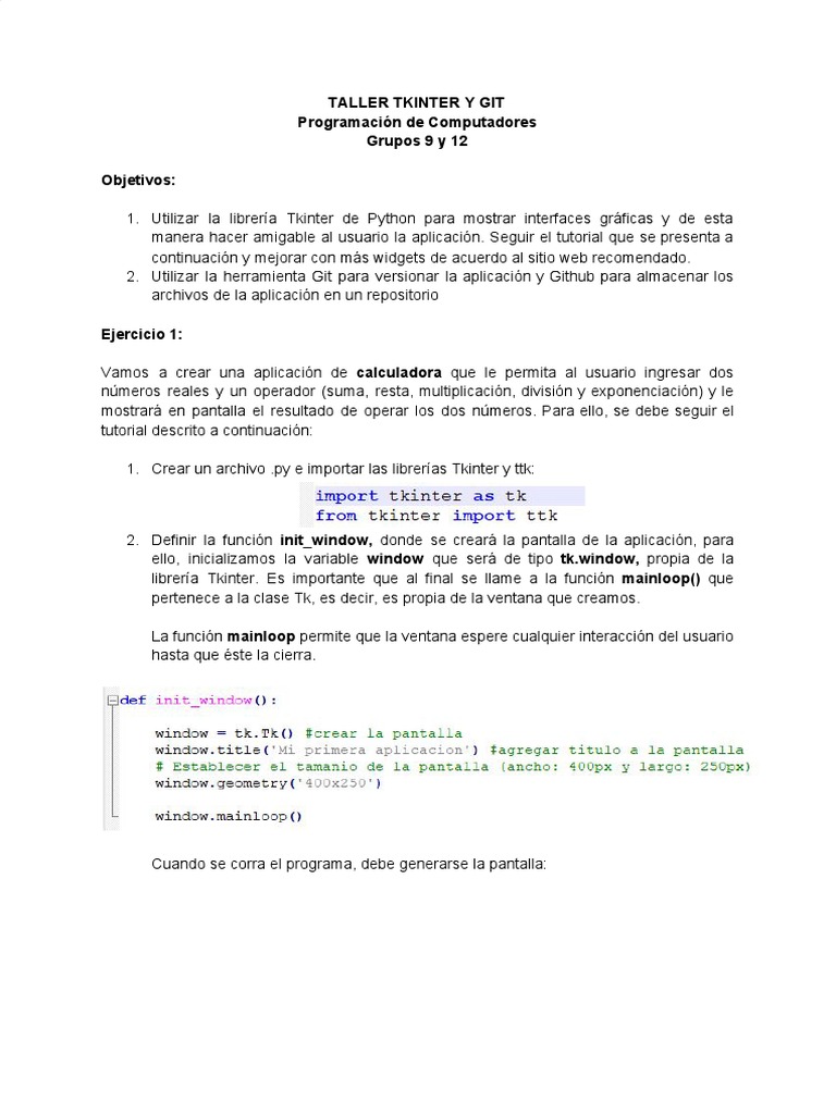 Taller Tkinter y Git | PDF | Ciencias de la Computación | Software