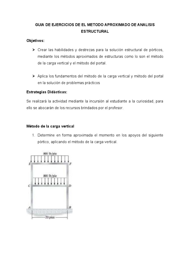 Guia de Ejercicios de El Metodo Aproximado de Analisis Estructural | PDF
