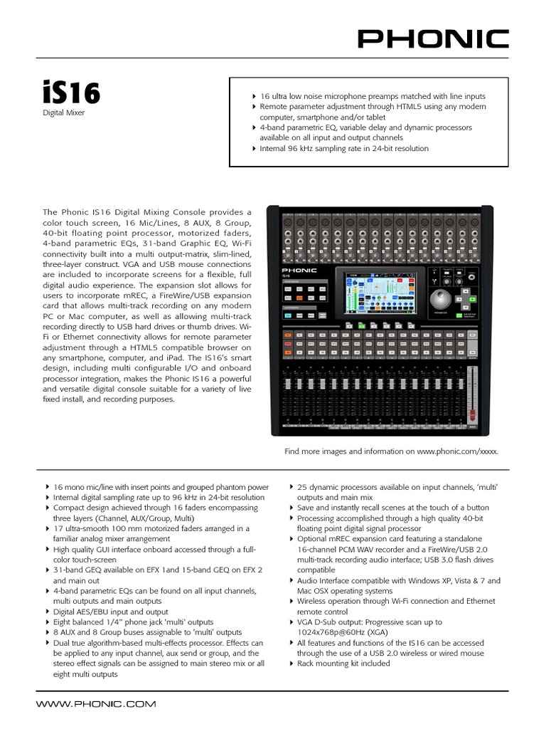 Phonic IS16 (English) | PDF | Usb | Sound