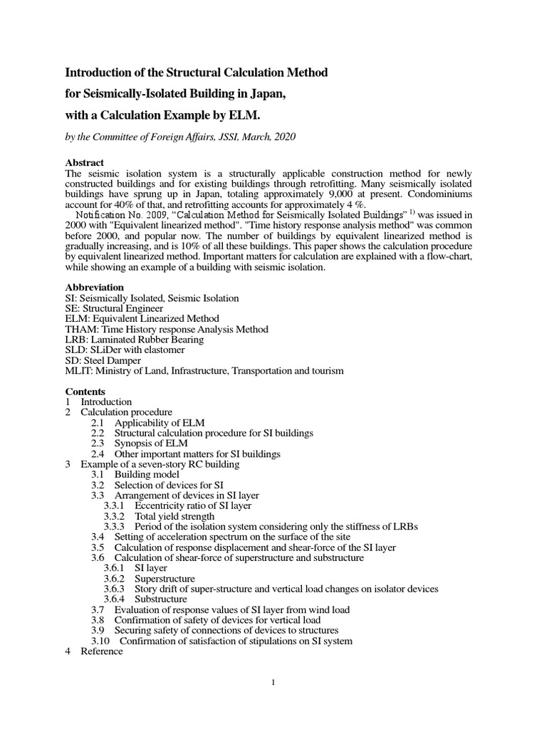 Introduction Of The Structural Calculation Method For Seismically Isolated Building In Japan