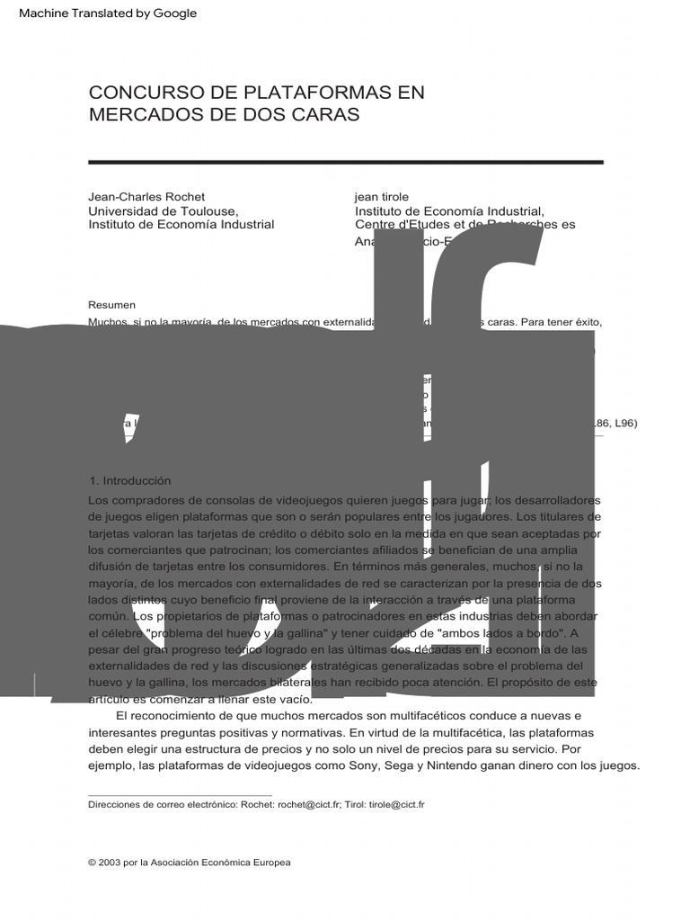 Plataform Competition in Two-Sided Markets | PDF | Monopolio | Mercado ...