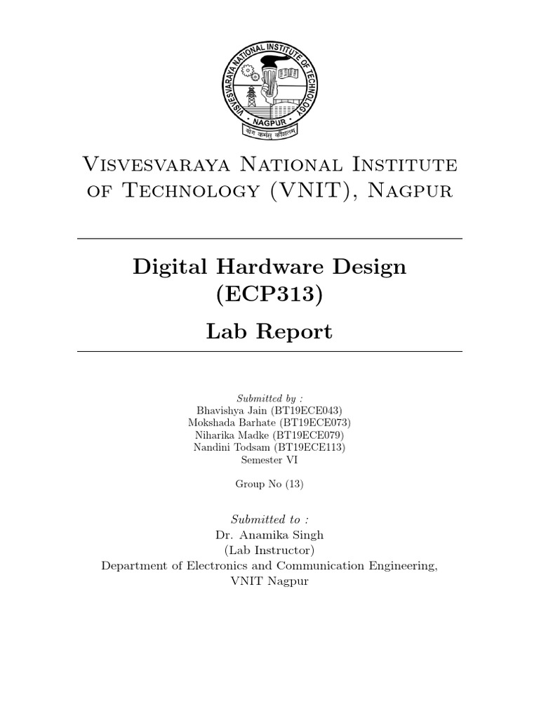 Visvesvaraya National Institute of Technology (VNIT), Nagpur | PDF | Vhdl | Digital Electronics
