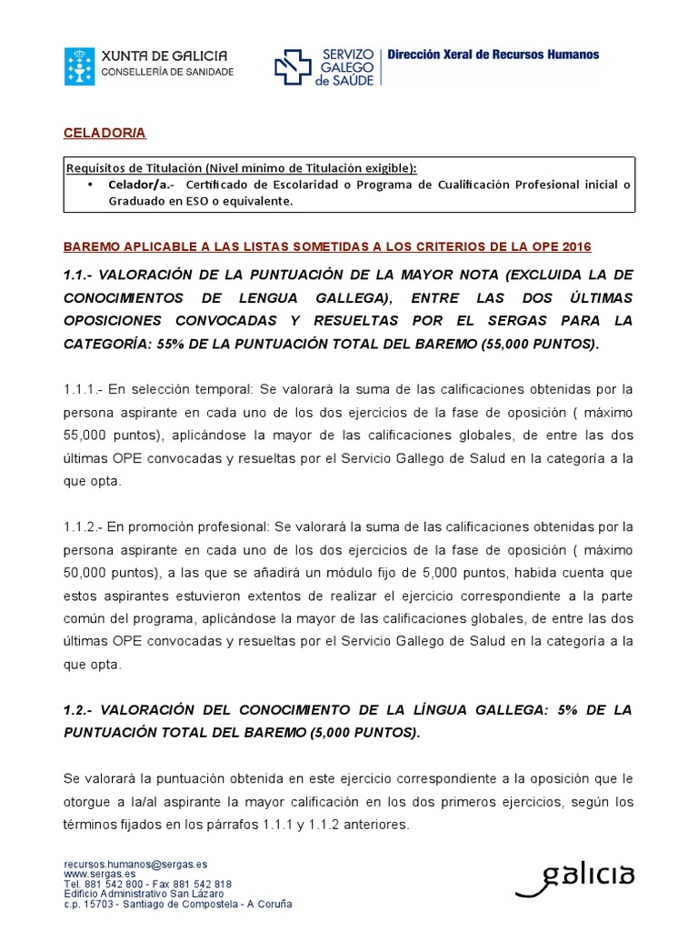 Baremo Celador 20102018 CAS | PDF | Crecimiento personal y profesional | Negocios