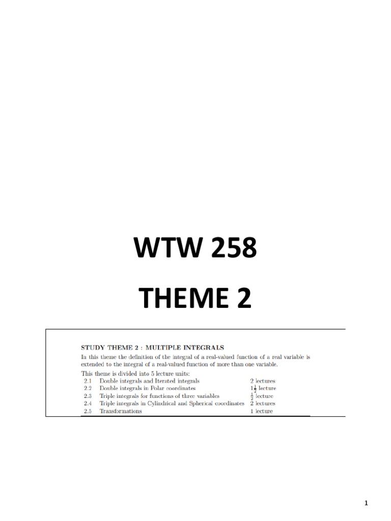WTW 258 Questions and Answers Unit 2 With Class Examples | PDF | Integral | Mathematical Analysis