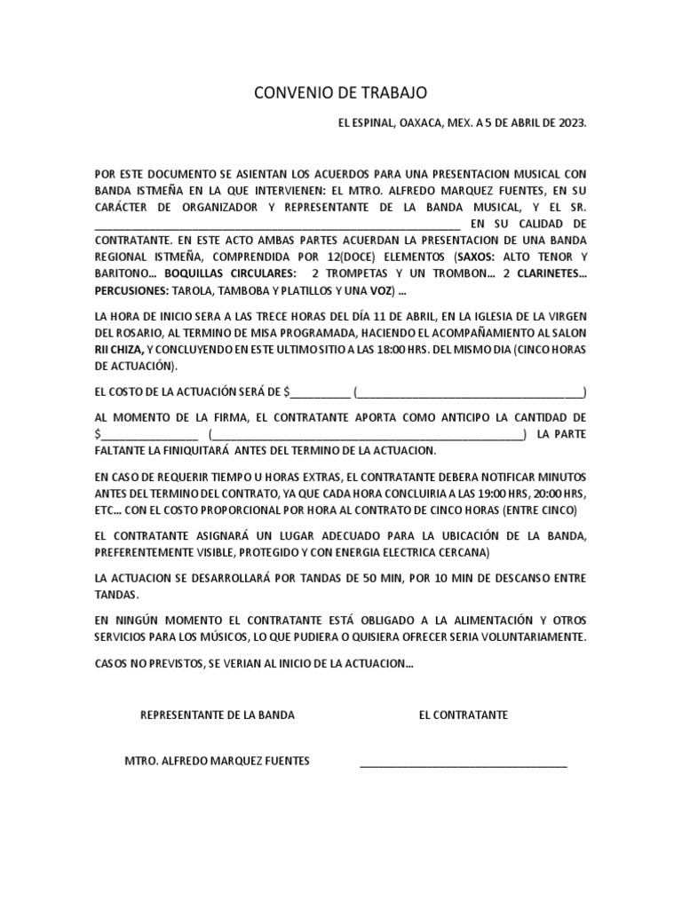 Convenio para la presentación de una banda regional istmeña en la ...