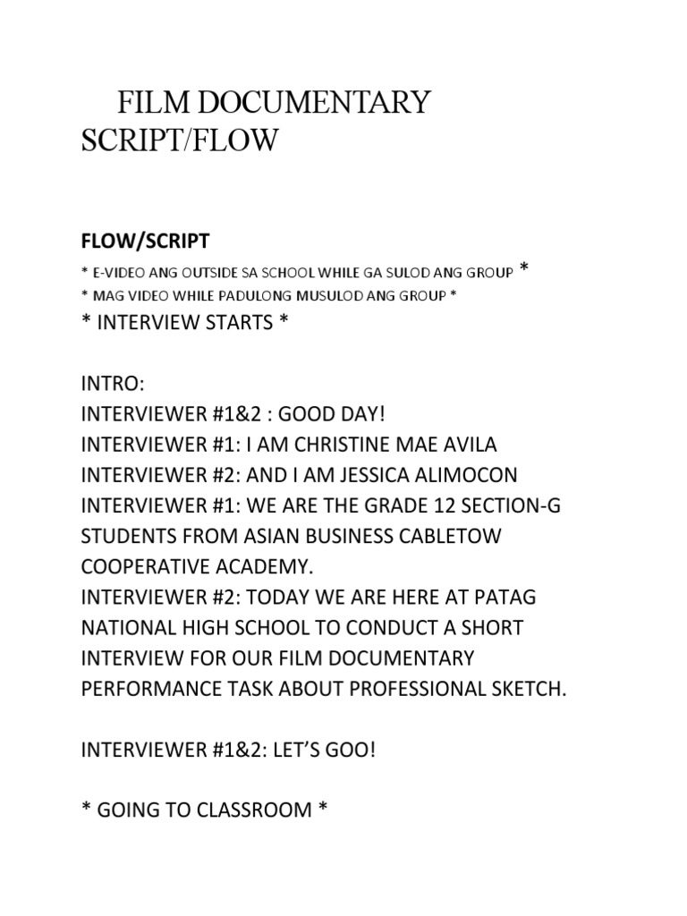 Film Documentary Script/Flow | PDF