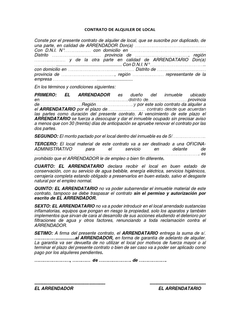 Contrato de Alquiler de Local | PDF | Derecho privado