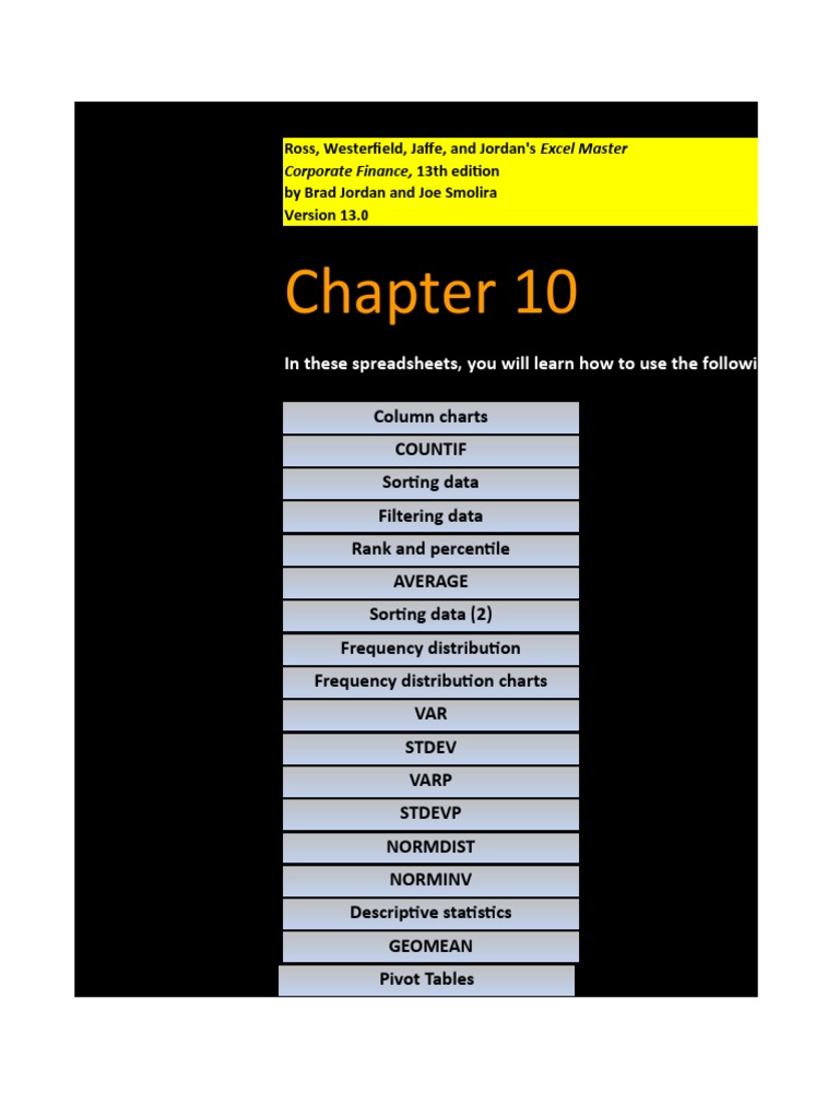 In These Spreadsheets, You Will Learn How To Use The Following Excel ...