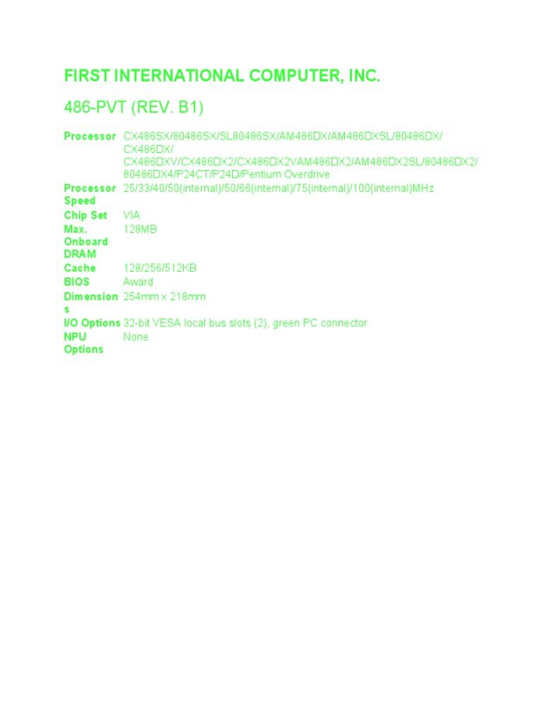486-PVT (Rev. B1) | PDF | Computer Science | Personal Computers