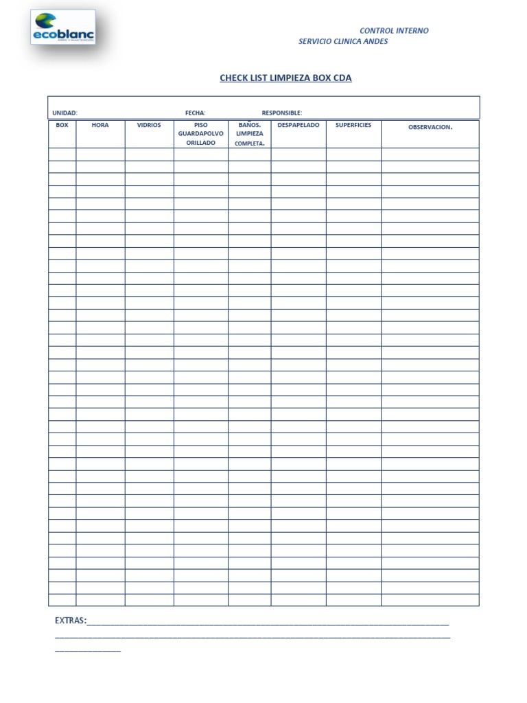 Check List de Limpieza Box CDA | PDF | Negocios | Finanzas y dinero