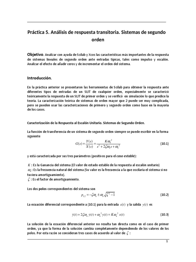 P5-Sistemas de 2do Orden Con Scilab | PDF | Oscilación | Ecuaciones