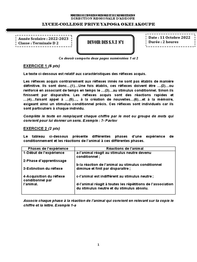 Devoir Lcpyoa 2 | PDF | Arts du langage et discipline | Sciences et mathématiques