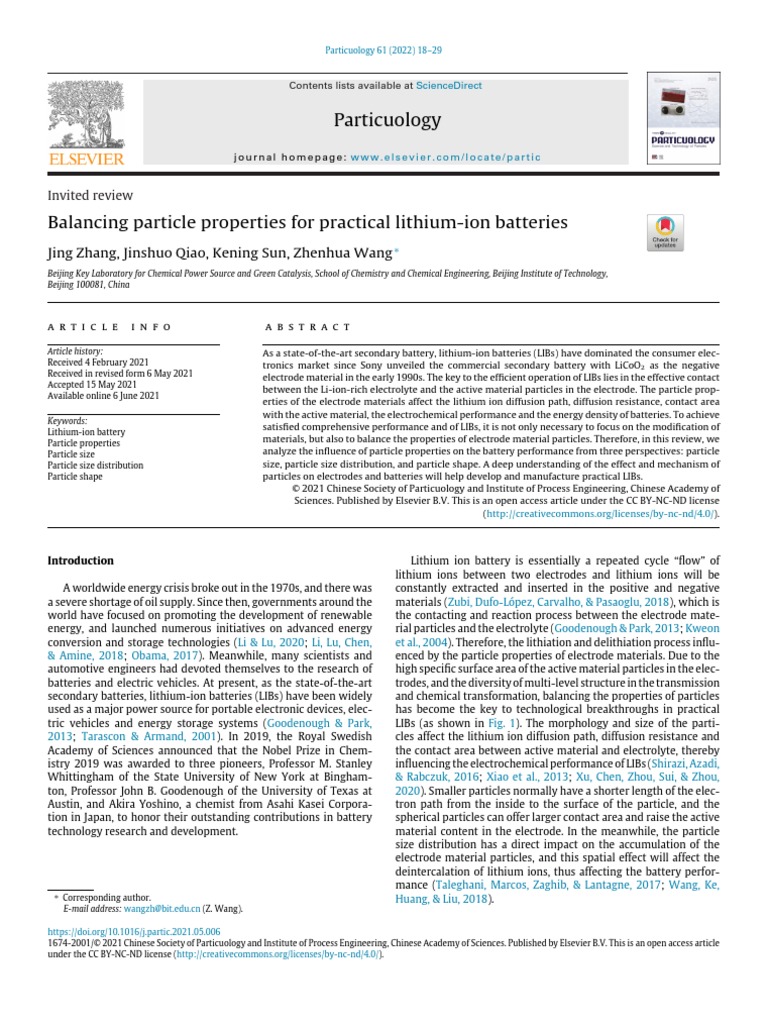 Balancing Particle Size in Lithium Ion Batteries-Very Important-2022 | PDF