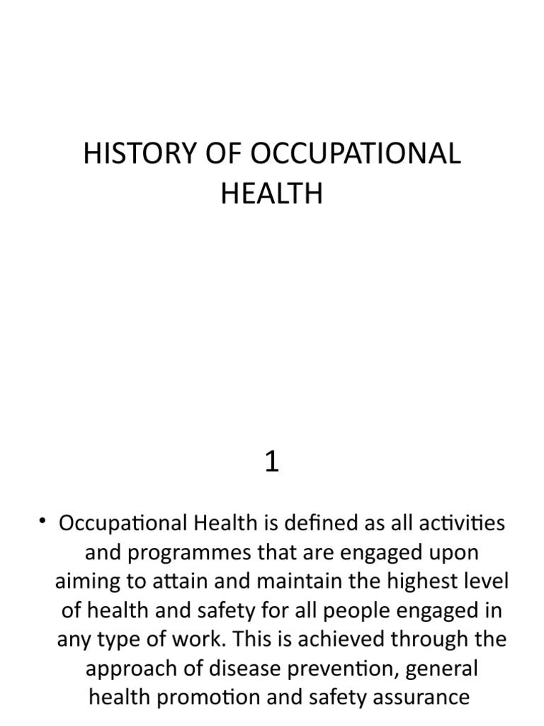 History of Occupational Health | PDF | Occupational Safety And Health ...