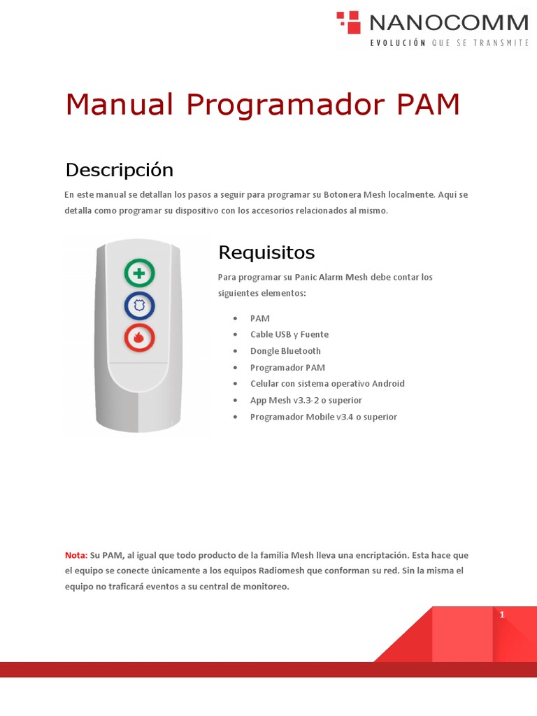 Manual Programador PAM v1.0 | PDF | Aplicación movil | Bluetooth