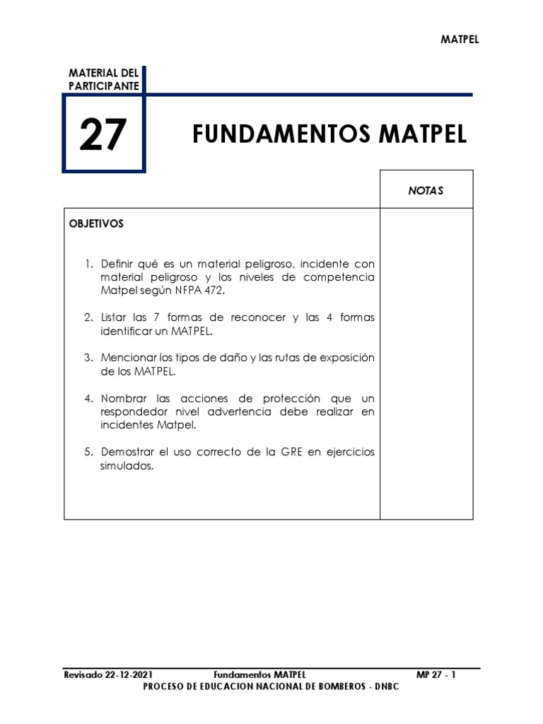Fundamentos de Respuesta a MATPEL | PDF | Quemar | Mercancías peligrosas