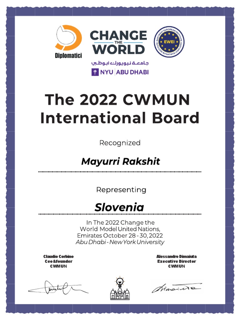 UNDP CWMUN Certificate | PDF