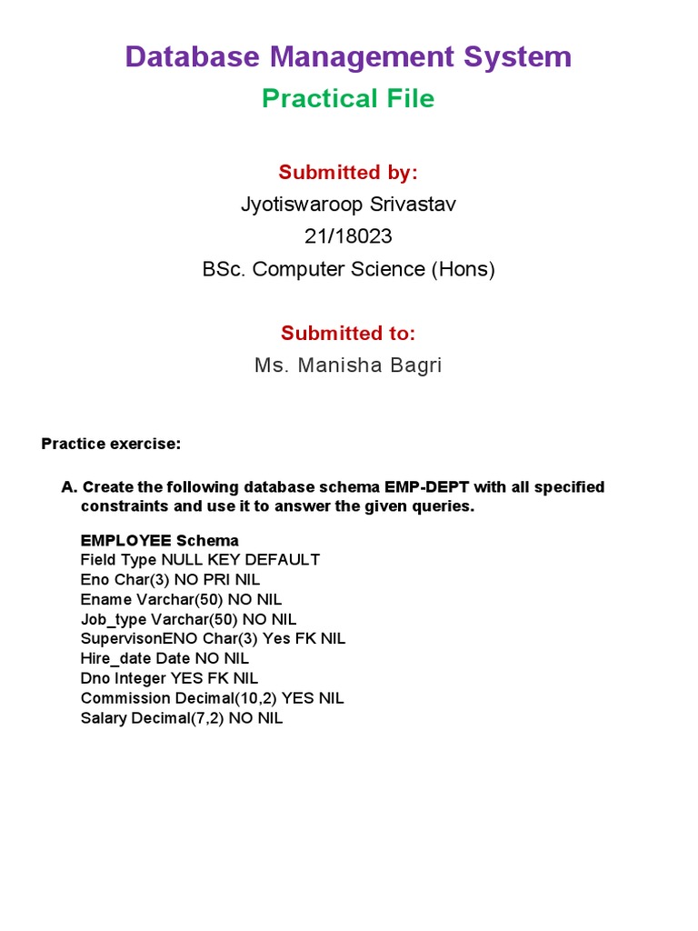 DBMS Practical | PDF | Salary | Employment DBMS Practical | PDF | Salary | Employment