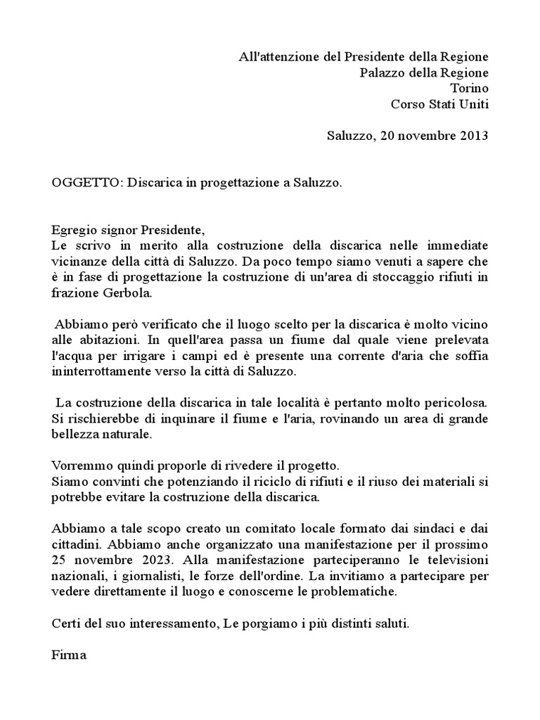 Lettera Formale Esempi PDF | PDF