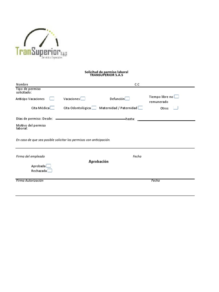Solicitud de Permiso Laboral | PDF