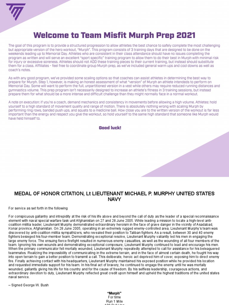 Murph Prep Program 2021 | PDF | Military