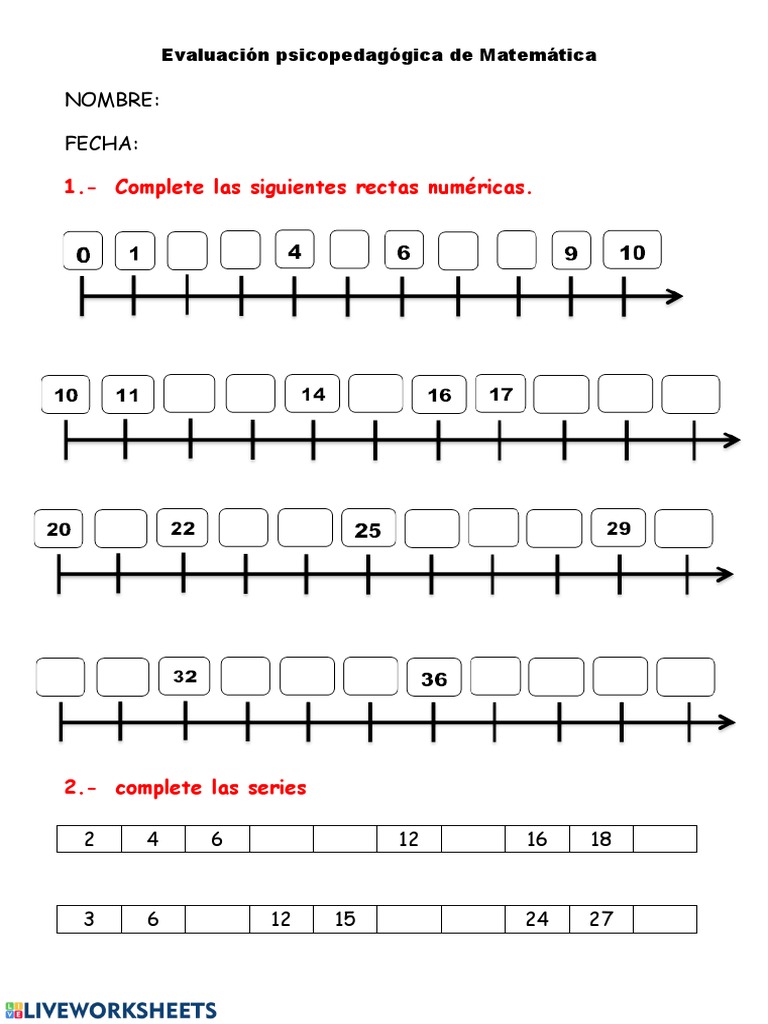 Completar Rectas Numéricas para Niños | PDF | Métodos y materiales de ...